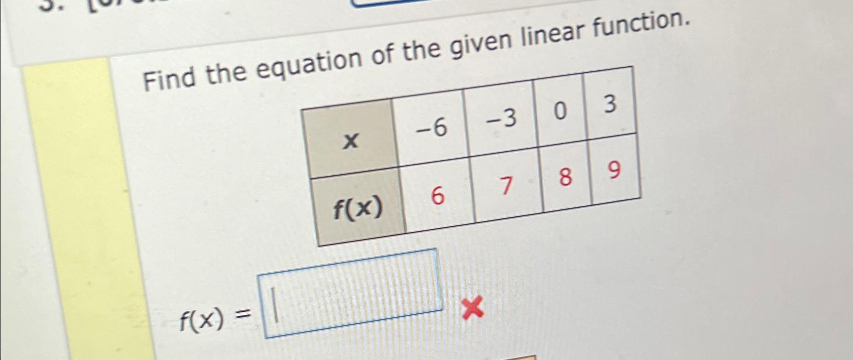 Solved Find the equation of the given linear | Chegg.com