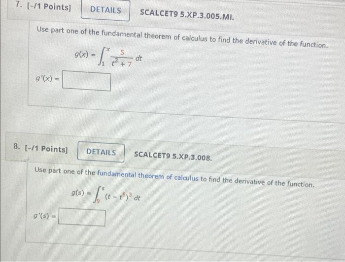 Solved 7. [-/1 Points) DETAILS SCALCET9 5.XP.3.005.MI. Use | Chegg.com
