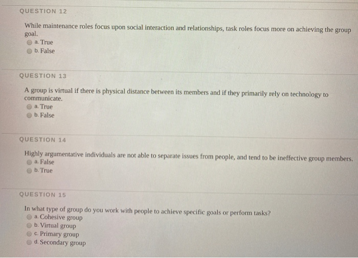 Solved QUESTION 12 While maintenance roles focus upon social | Chegg.com