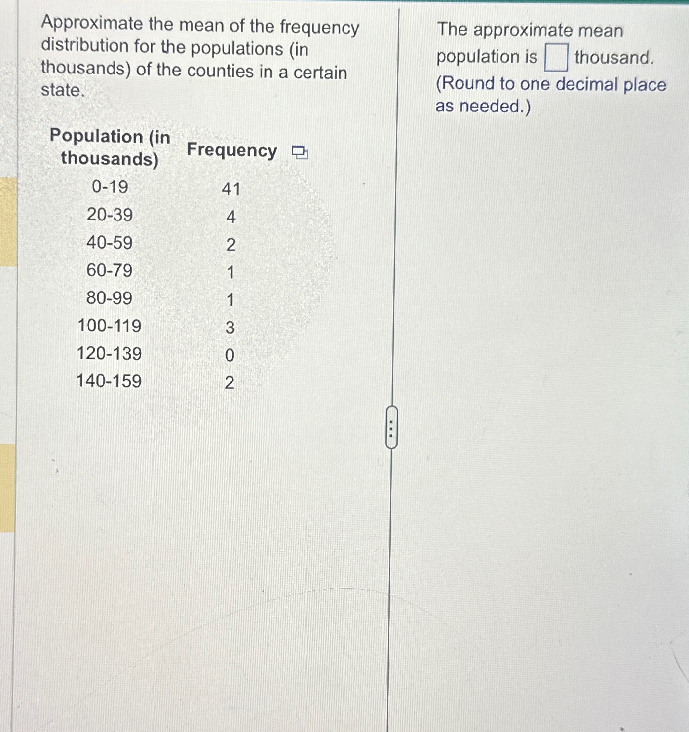 Solved Approximate the mean of the frequency distribution | Chegg.com