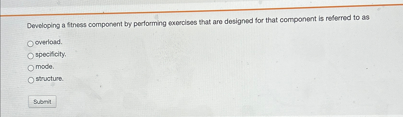 Solved Developing a fitness component by performing | Chegg.com