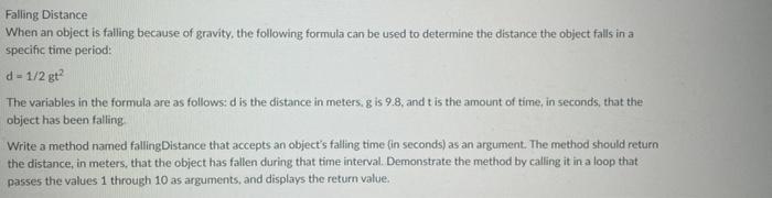 Solved Falling Distance When an object is falling because of | Chegg.com