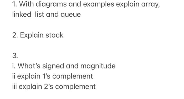 Solved 1 With Diagrams And Examples Explain Array Linked
