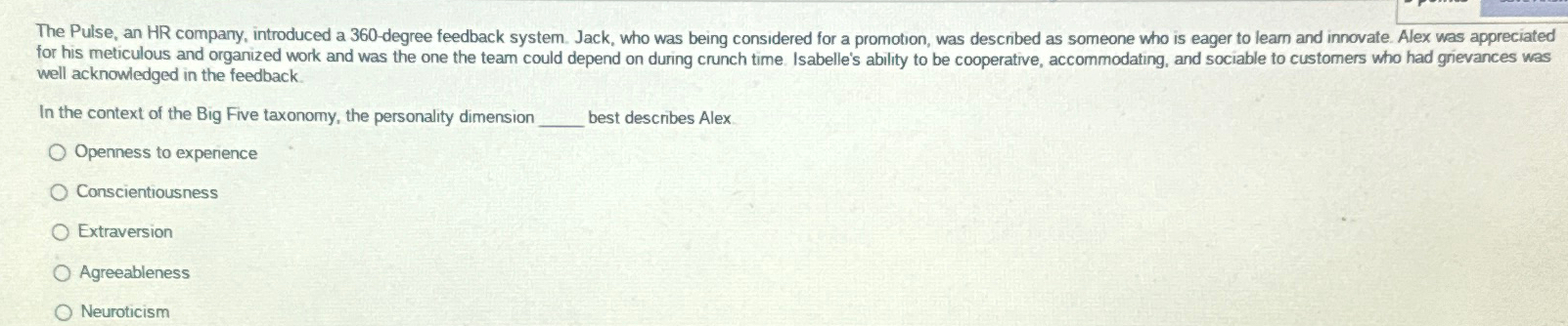 Solved The Pulse, an HR company, introduced a 360-degree | Chegg.com