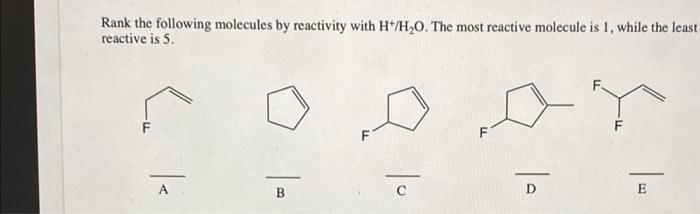 Solved Rank the following molecules by reactivity with | Chegg.com