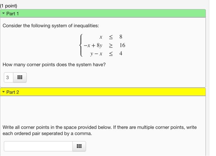 Solved Consider the following system of inequalities: | Chegg.com