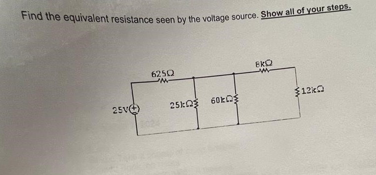 Solved Find the equivalent resistance seen by the voltage | Chegg.com
