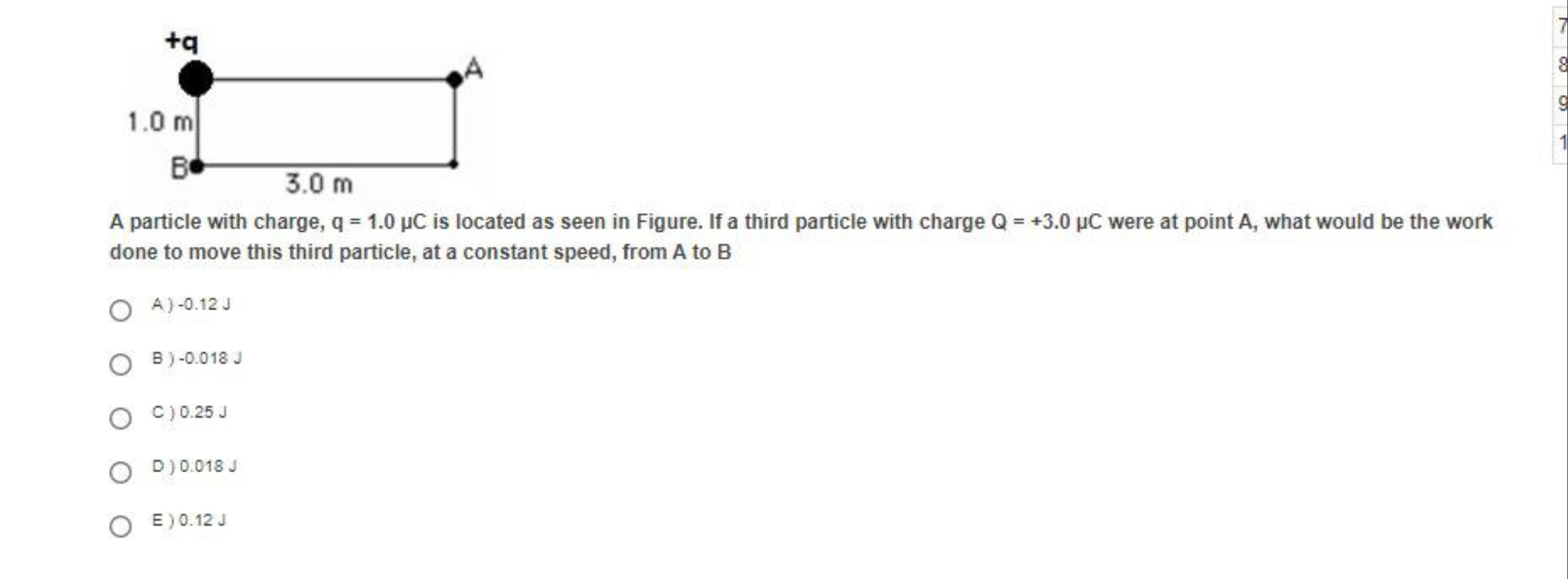 Solved A particle with charge, q=1.0μC ﻿is located as seen | Chegg.com