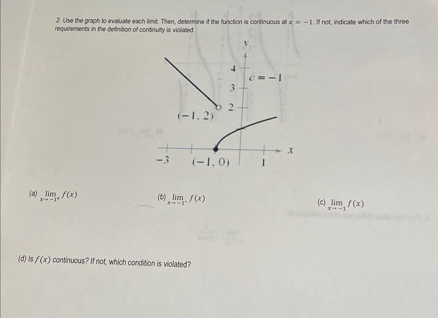 Solved Use the graph to evaluate each limit. ﻿Then, | Chegg.com