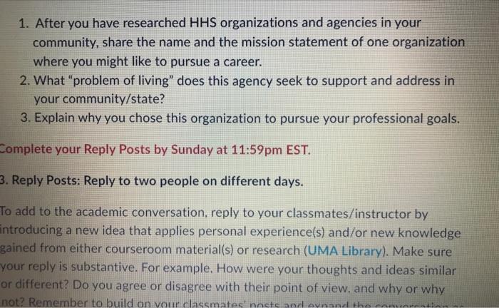 1. After you have researched HHS organizations and | Chegg.com