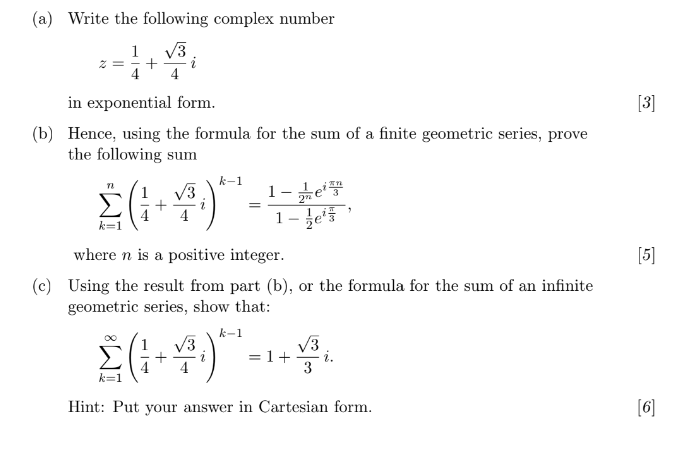 Solved (a) ﻿Write the following complex numberz=14+324iin | Chegg.com