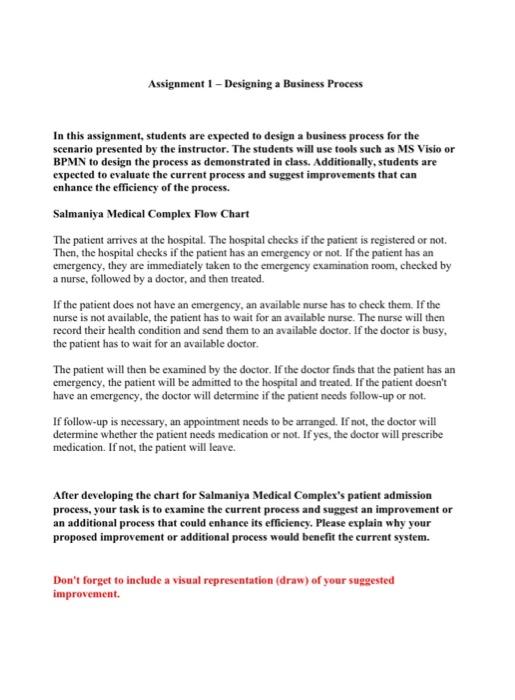 Solved Assignment 1 - Designing a Business Process In this | Chegg.com