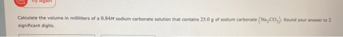Solved y Again Calculate the volume in milliers of a 0.84M | Chegg.com