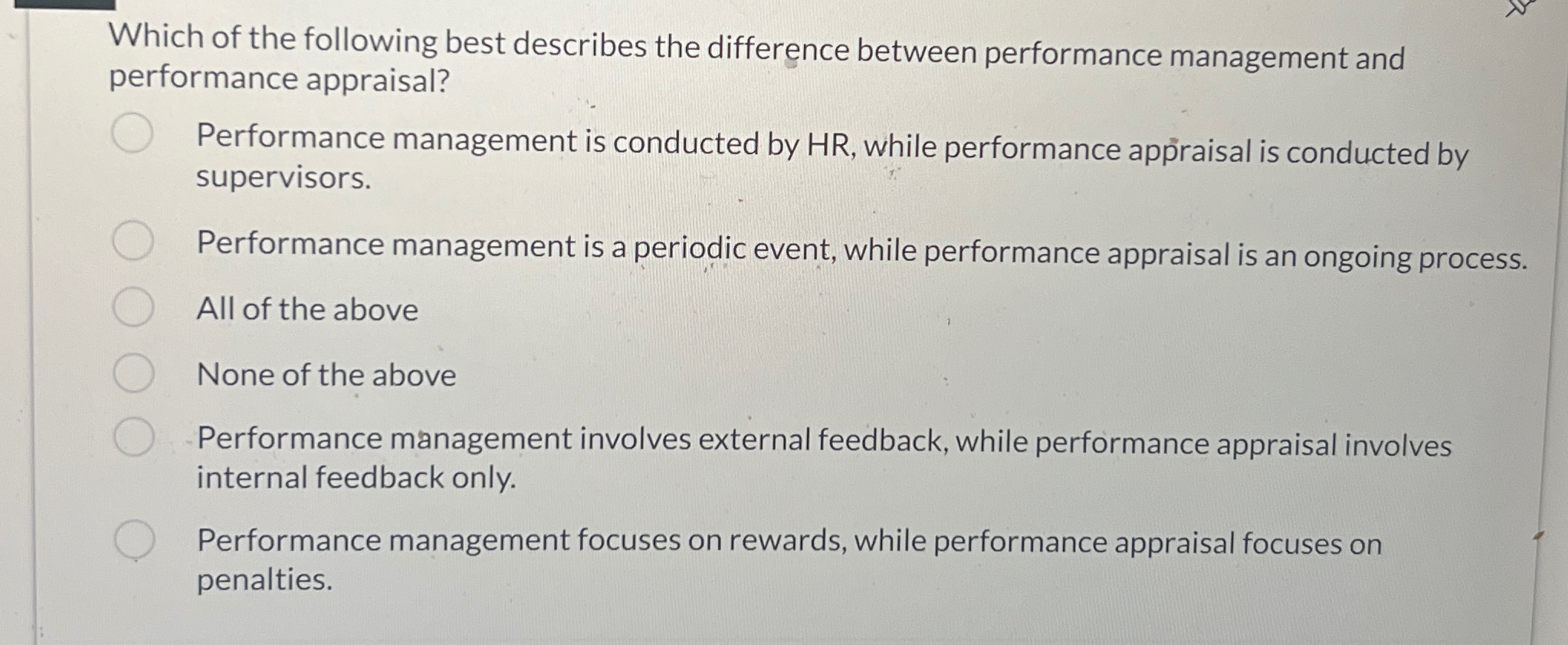 Solved Which of the following best describes the difference | Chegg.com