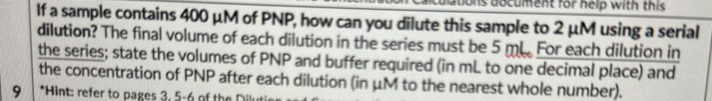 Solved If a sample contains 400μM ﻿of PNP, ﻿how can you | Chegg.com