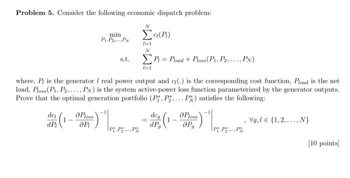 Solved Problem 5. Consider the following economic dispatch | Chegg.com