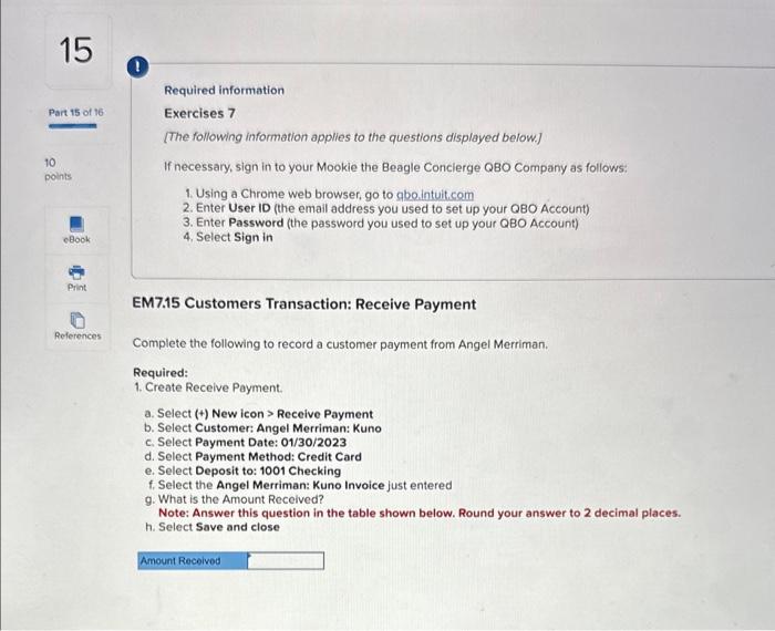 EM7.15 Customers Transaction: Receive Payment | Chegg.com