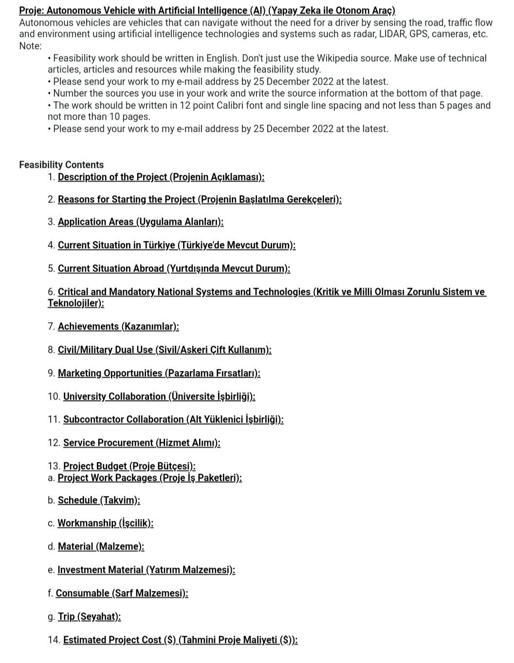 Solved Proje: Autonomous Vehicle with Artificial | Chegg.com