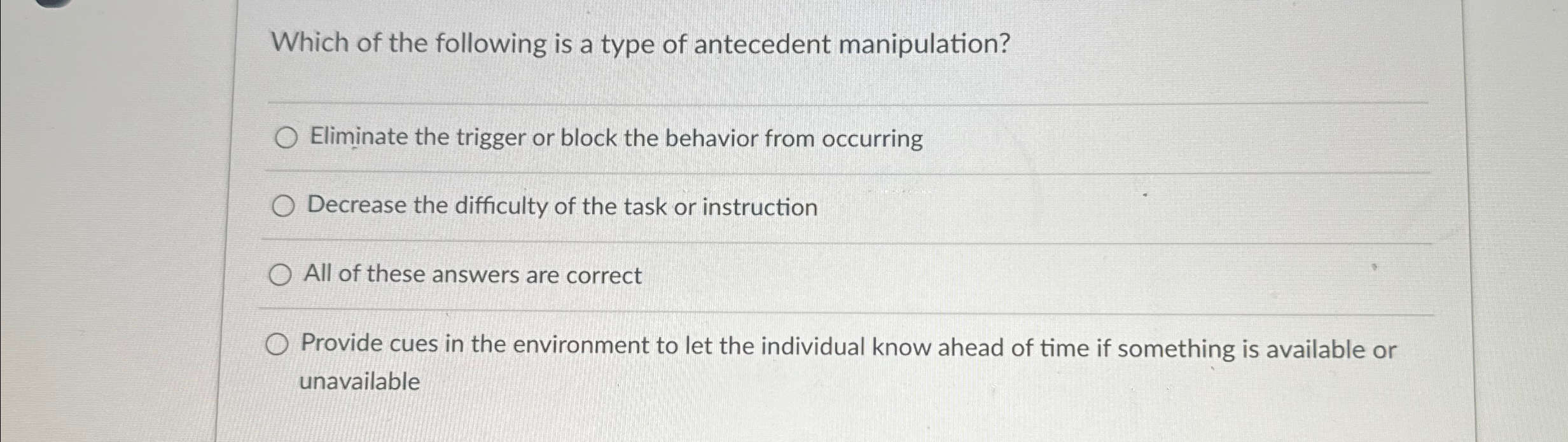 Solved Which of the following is a type of antecedent | Chegg.com