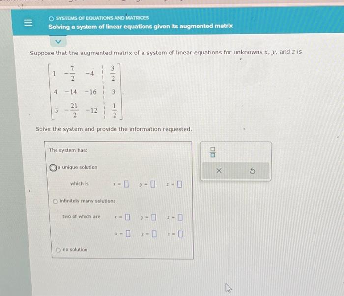Solved Suppose that the augmented matrix of a system of | Chegg.com
