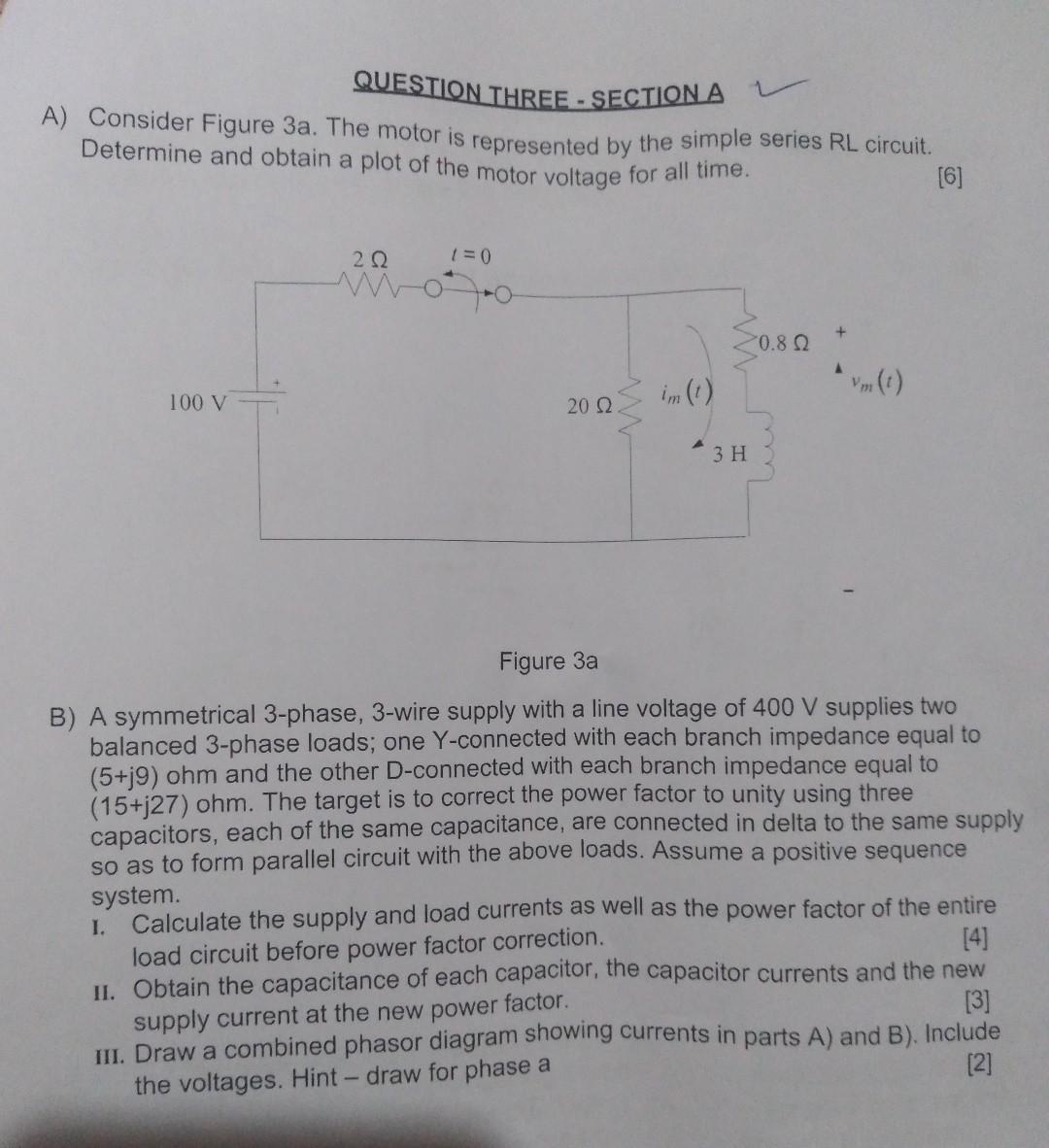 Solved QUESTION THREE - SECTIONA A) Consider Figure 3a. The | Chegg.com