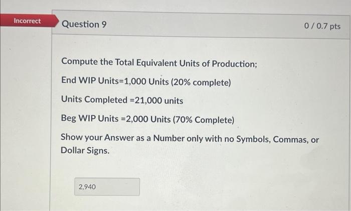 Solved Compute The Total Equivalent Units Of Production End