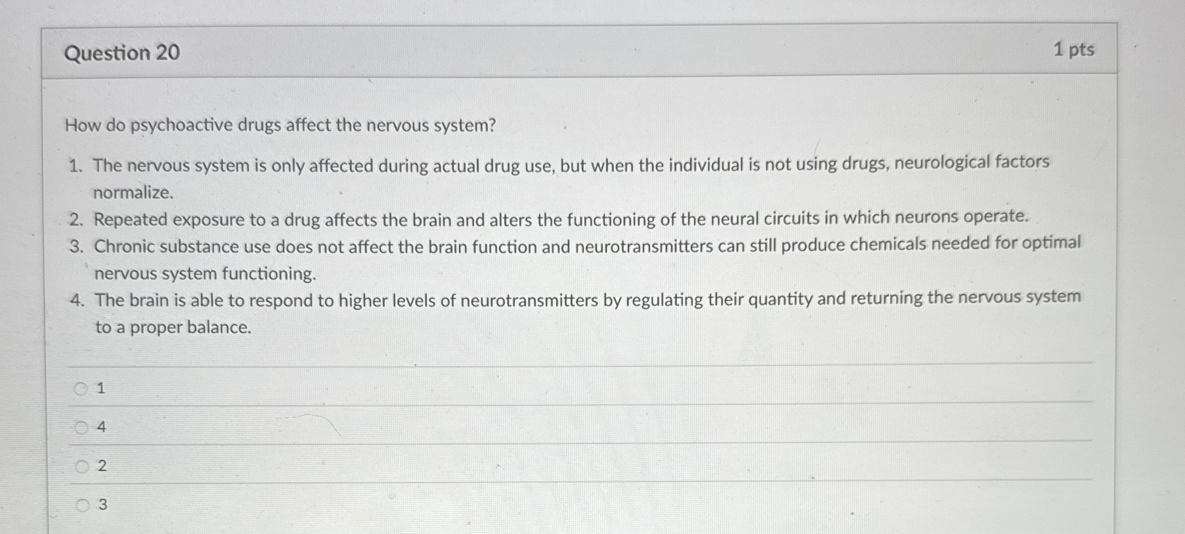 Solved Question 201 ﻿ptsHow do psychoactive drugs affect the | Chegg.com
