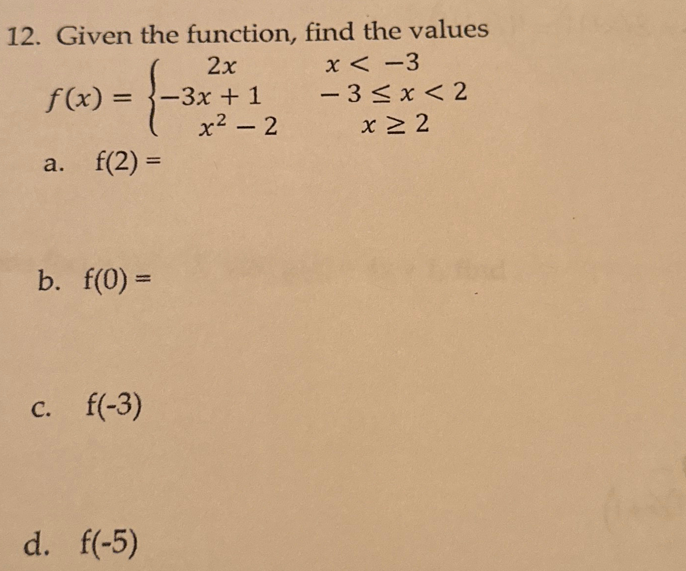 Solved Given the function, find the | Chegg.com