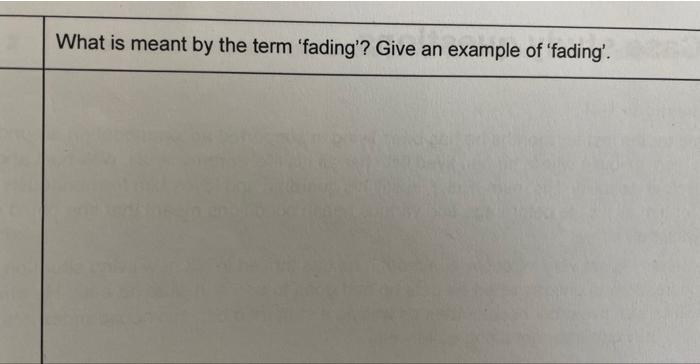 Solved What is meant by the term 'fading'? Give an example | Chegg.com