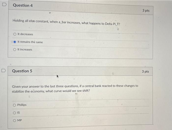 Solved Holding all else constant, when a_bar increases, what | Chegg.com