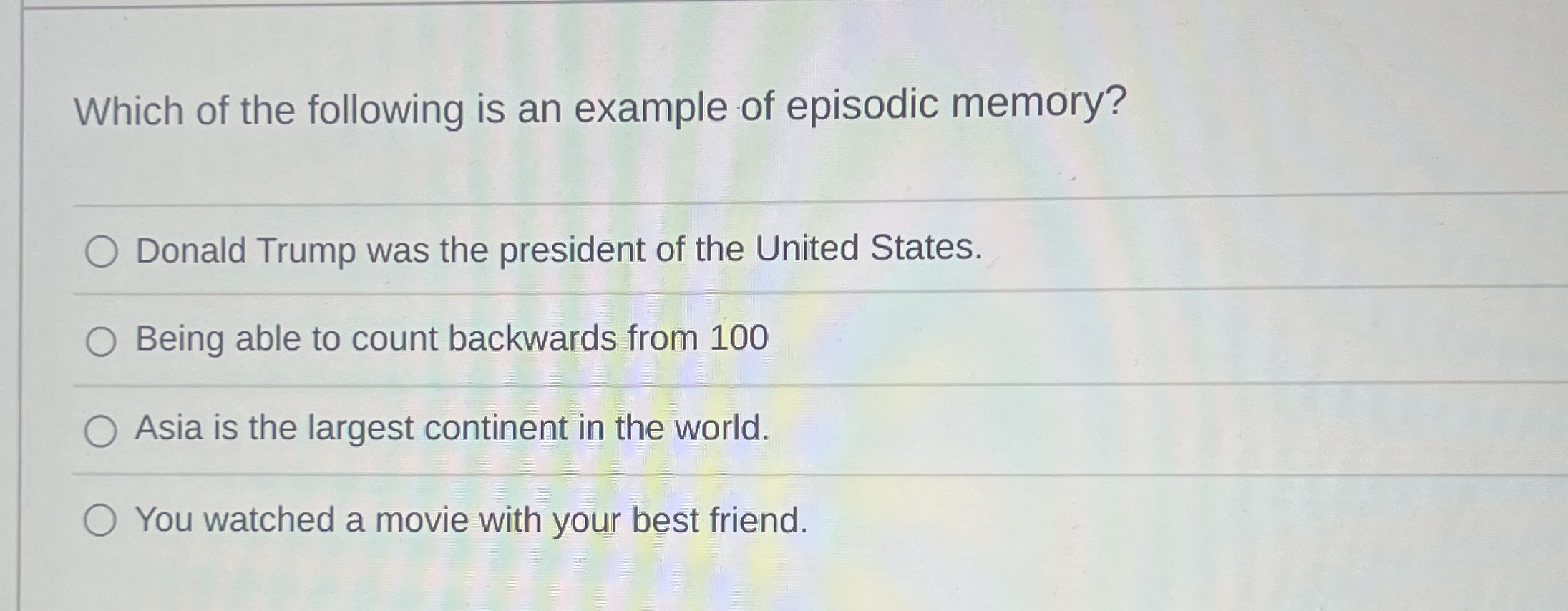 Solved Which of the following is an example of episodic | Chegg.com