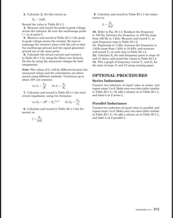 Solved CHAPTER EXPERIMENT 2 0 - 1 INDUCTIVE REACTANCE 20 | Chegg.com