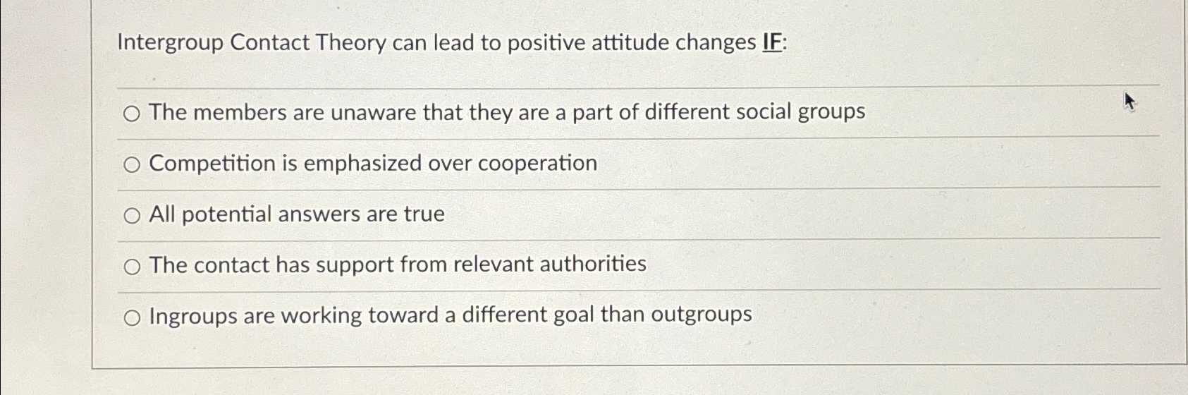 Solved Intergroup Contact Theory can lead to positive | Chegg.com