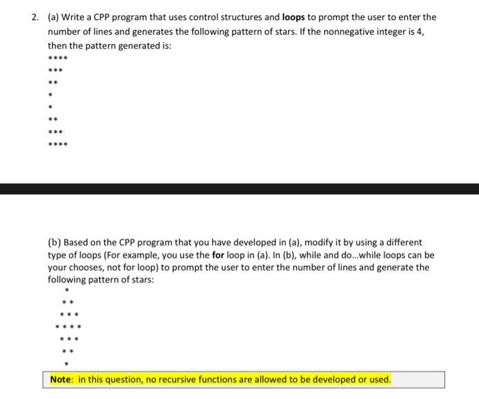 Solved 2. (a) Write a CPP program that uses control | Chegg.com