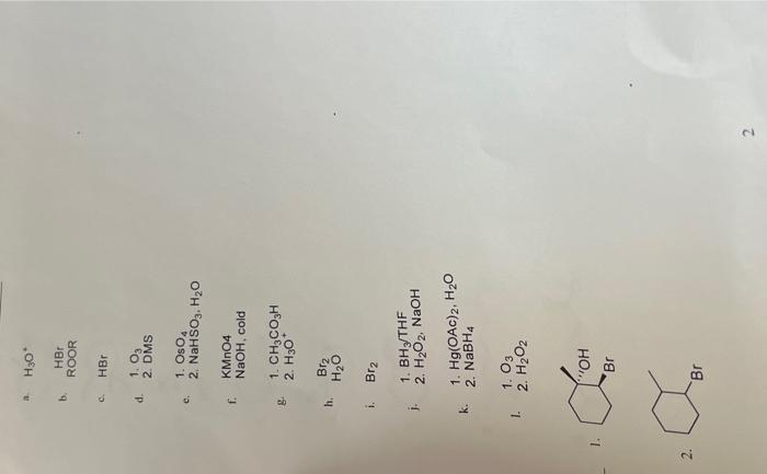 Solved Match the following reagents to create the products | Chegg.com