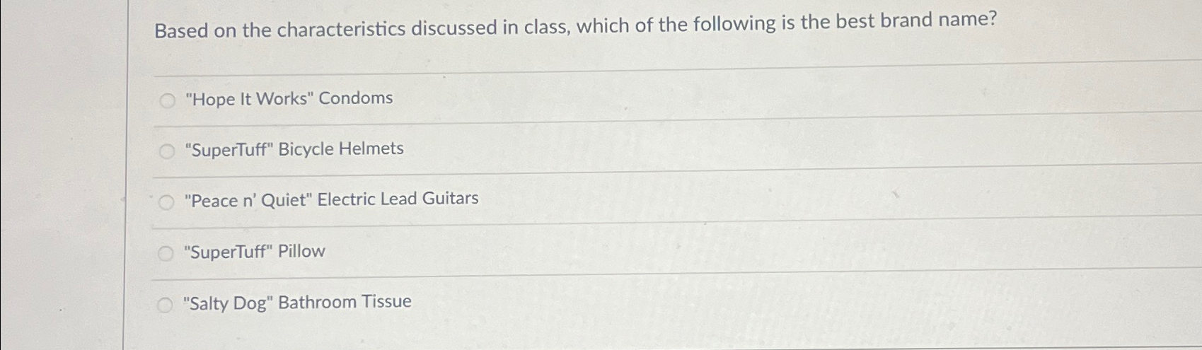Solved Based on the characteristics discussed in class, | Chegg.com