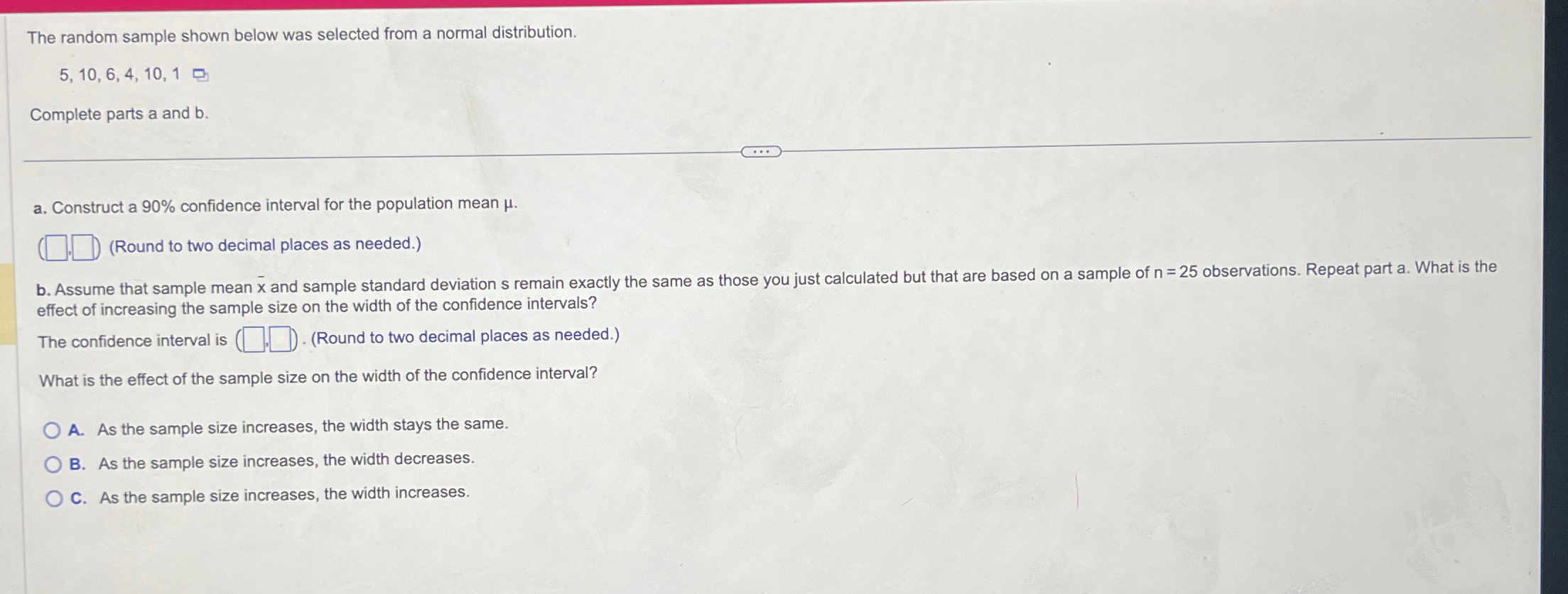 Solved PLEASE HURRY! The random sample shown below was | Chegg.com