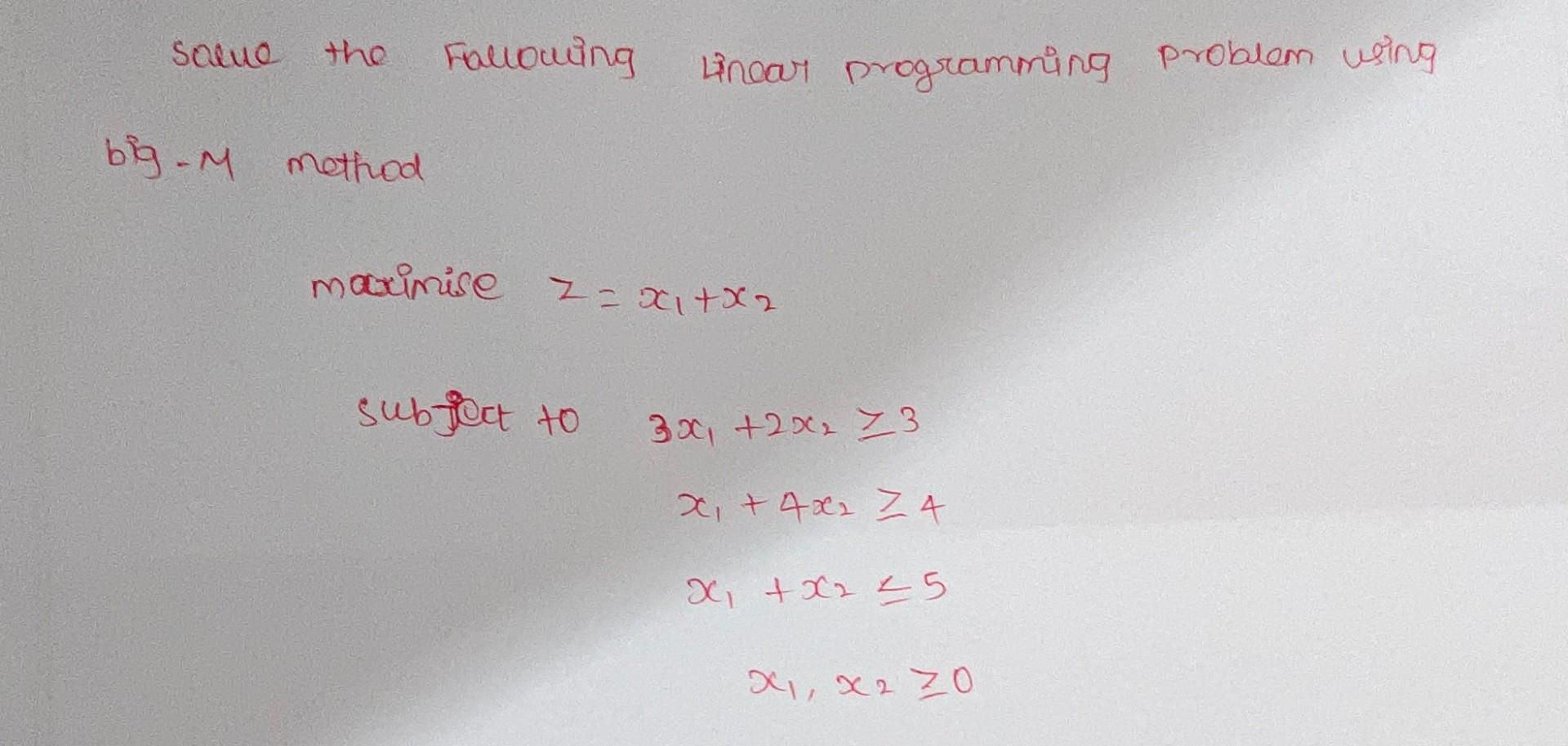 Solved Solve the Fallowing Lincar programming problem wing | Chegg.com