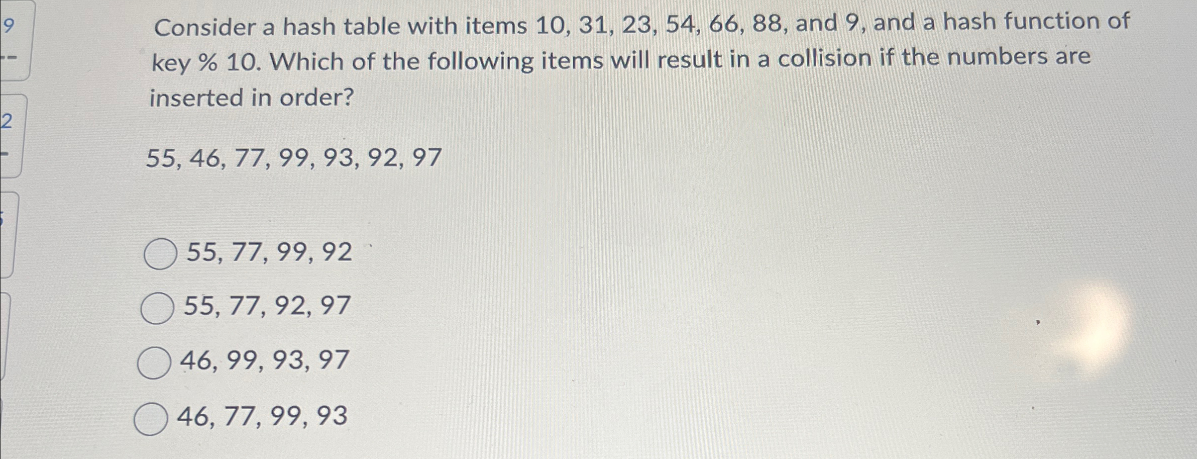 Consider a hash table with items 10,31,23,54,66,88, | Chegg.com