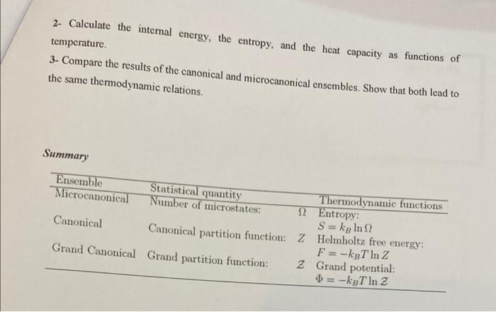 Solved II-Canonical ensemble In most physical cases the | Chegg.com