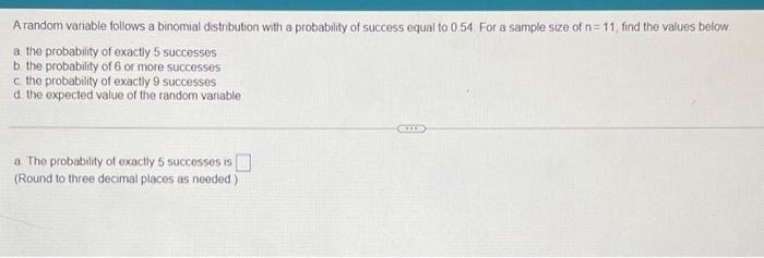 Solved A random variable follows a binomial distribution | Chegg.com