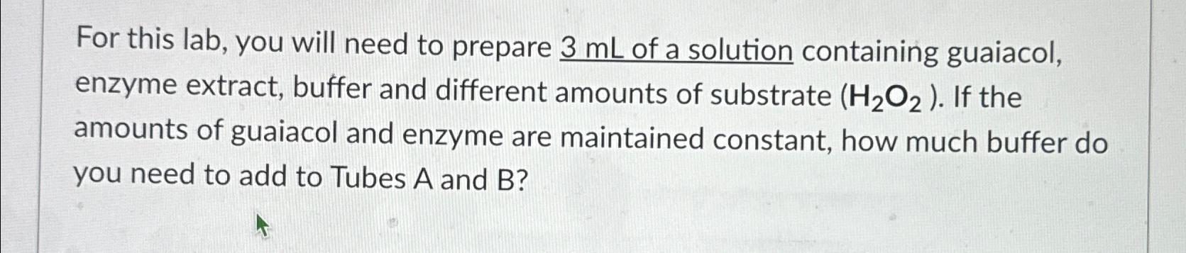 Solved For this lab, you will need to prepare 3mL ﻿of a | Chegg.com