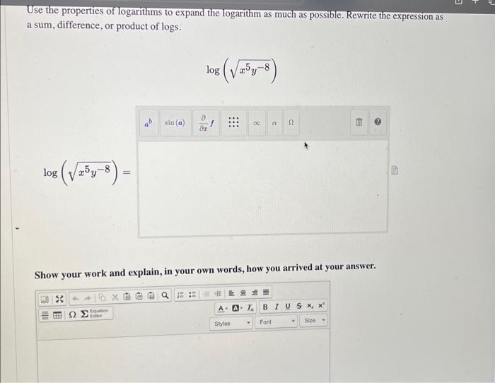 Solved Use the properties of logarithms to expand the | Chegg.com