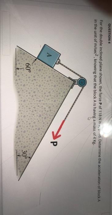 Solved QUESTION 4 For the double inclined plane shown, the | Chegg.com