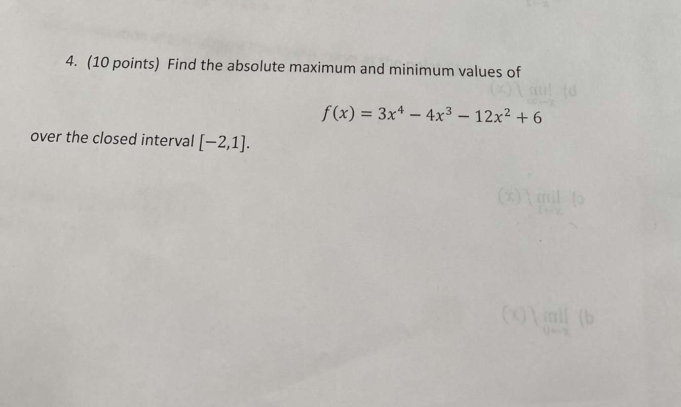 Solved (10 ﻿points) ﻿Find the absolute maximum and minimum | Chegg.com