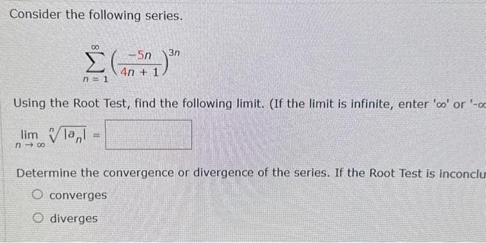 Solved Consider the following series. ∑n=1∞(4n+1−5n)3n Using | Chegg.com