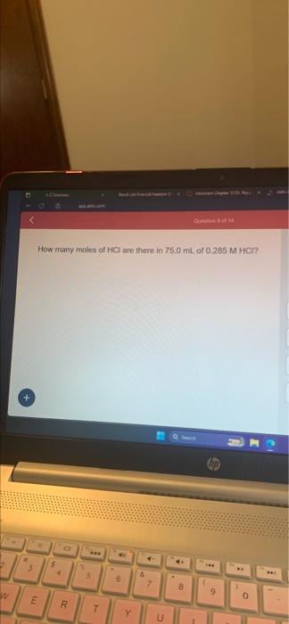 Solved How many moles of HCI are there in 75.0 mL of 0.285 M | Chegg.com