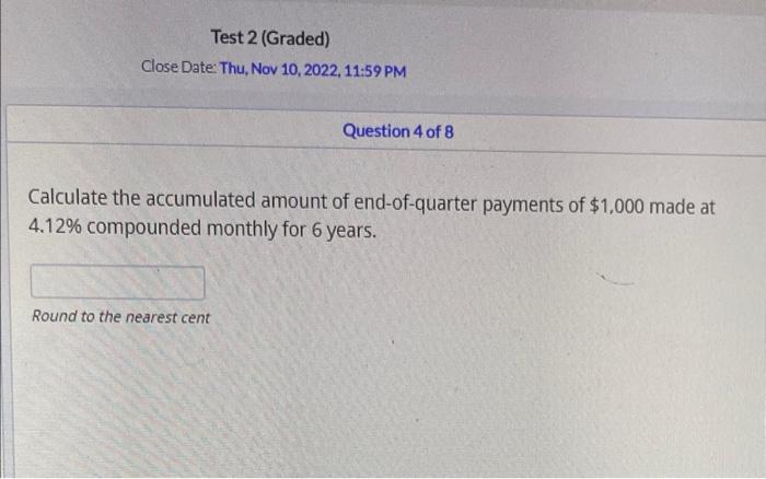 Solved Calculate the accumulated amount of end-of-quarter | Chegg.com