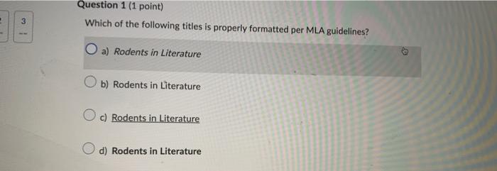 Which of the following titles is properly formatted | Chegg.com