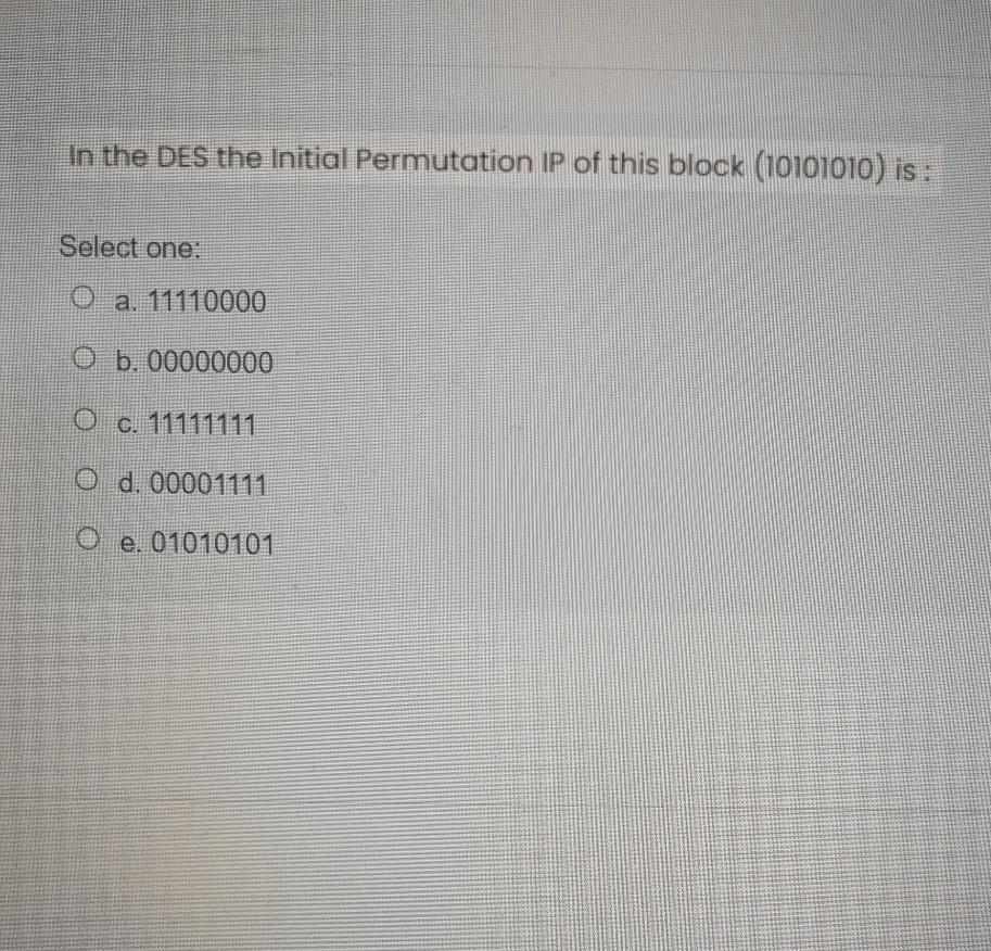 Solved In the DES the Initial Permutation IP of this block | Chegg.com
